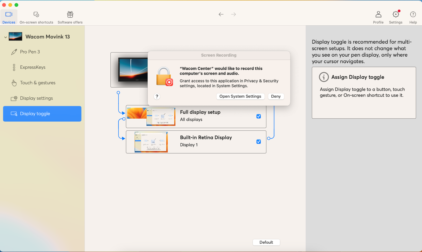 Wacom Center が画面録画の許可を求めるのはなぜですか? – Wacom Sandbox